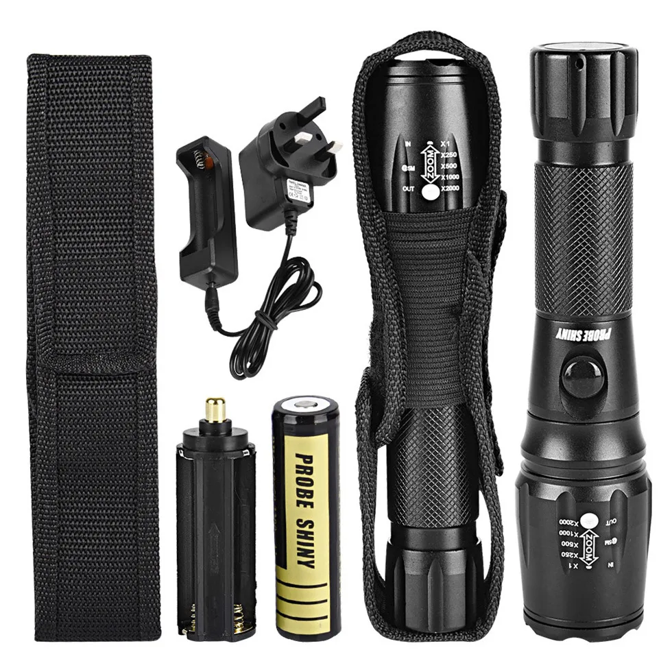 PROBE SHINY G700 LED Zoom Flashlight X800 Military Lumitact Torch 18650 ...