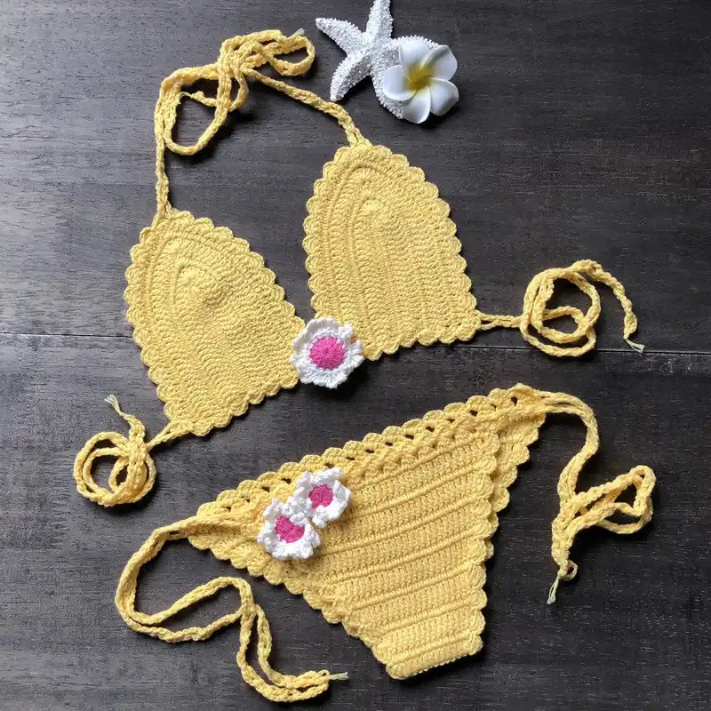 Handmade Crochet Bikini Children Cotton Swimsuit Girls Swimwear For ...