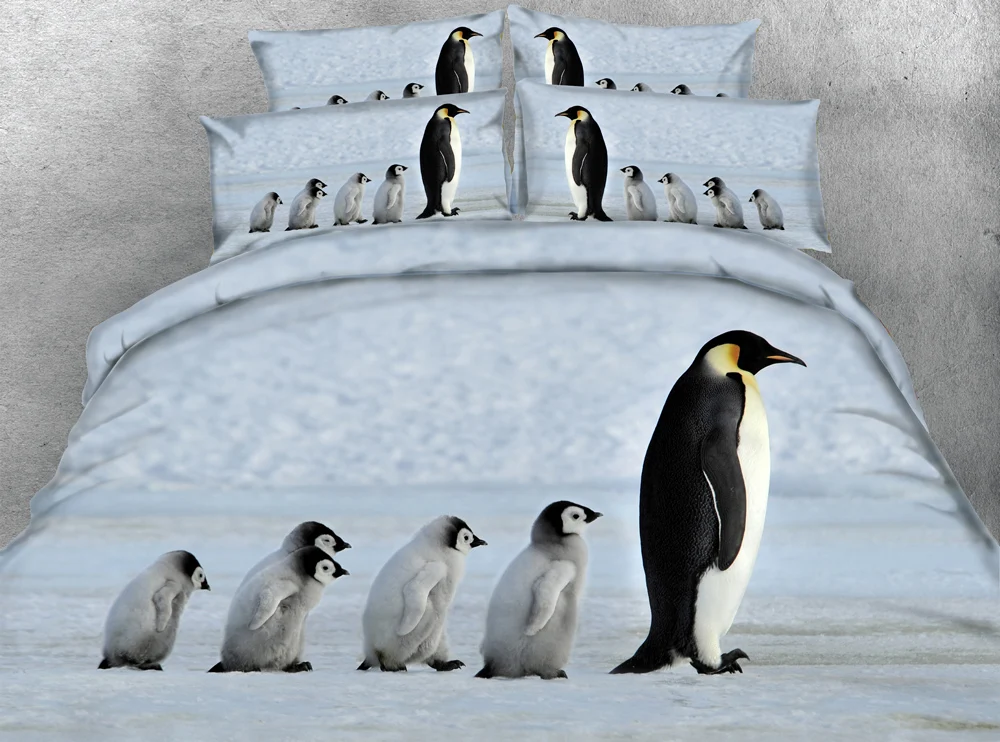 JF 028 Lovely penguin bedding sets Gift for kids single bed twin full ...