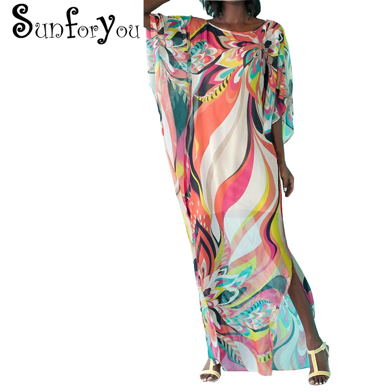 Beach Cover Up Dress Kaftan Pareos Sarongs Sexy Cover Up Chiffon Bikini