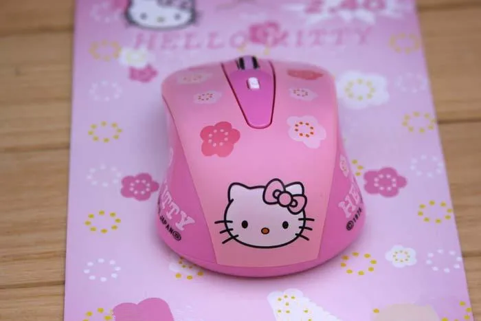 Rato sem fio hello kitty 2.4g suave 1200dpi óptico para pc computador ...