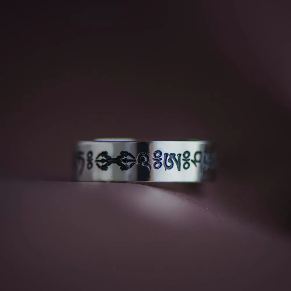 6mm 316l Stainless Steel Ring Engraved With the Buddha Mantra Blessed ...