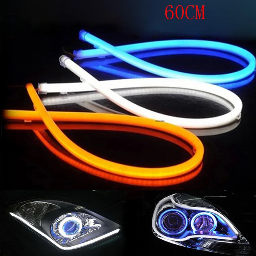 2PCS-60CM-Angel-Eye-Daytime-Running-Light-Tube-Guide-Soft-Flexible-Car ...