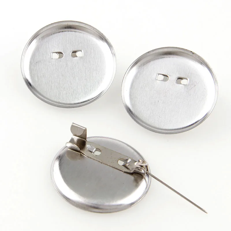 30pcs 20/23/30mm Silver Brooch Clasps Pin Disk Base Pad Bezel Blank ...