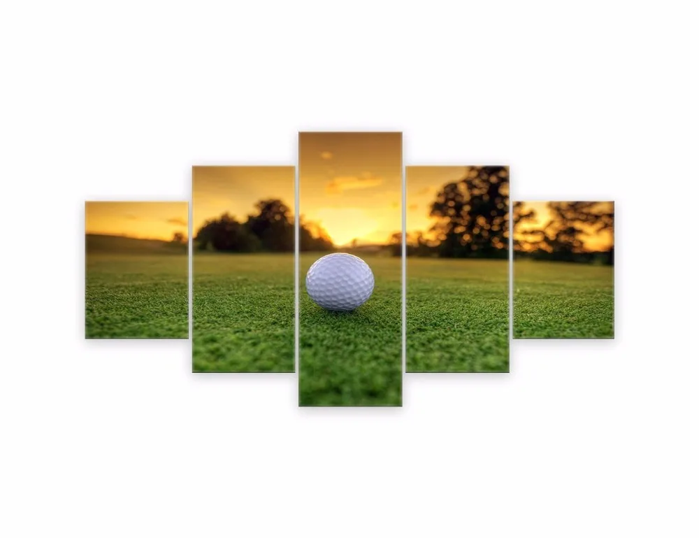 5 Panel Canvas Modern Wall Art Golf Backgrounds Painting Posters and ...