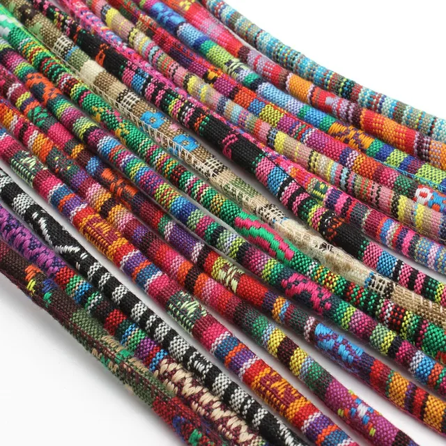 5 Meter Multi Colors Cotton Cord Handmade 6mm Round Fabric Ethnic Rope ...