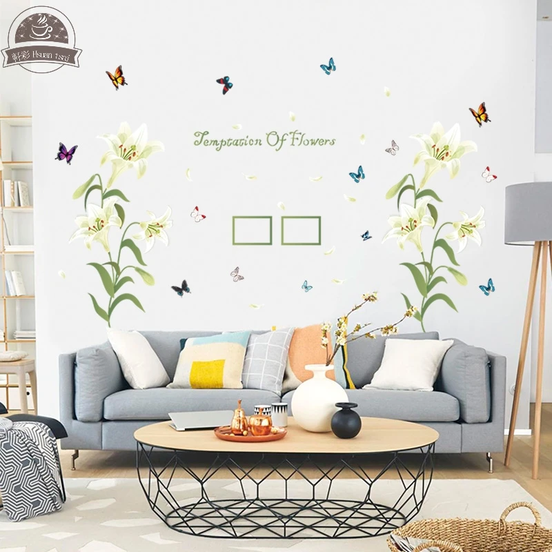 3D photo lily flower DIY Vinyl Wall Stickers For Kids Rooms Home Decor ...