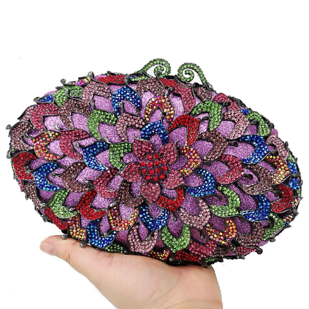 Colorful Luxury Clutch Bags Oval Diamond Crystal Evening Bags Party ...