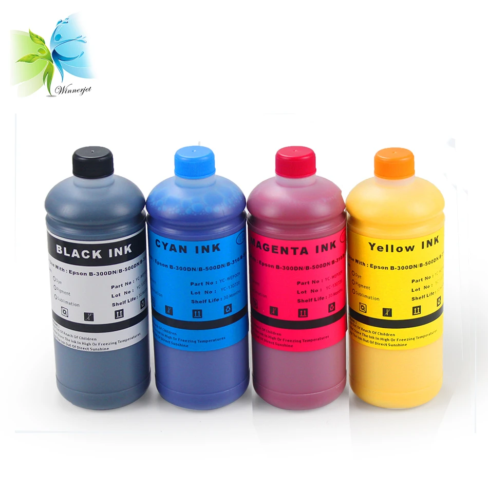 Winnerjet 1000ml/bottle Bk C M Y Pigment Ink Refill For Epson B-300dn B ...