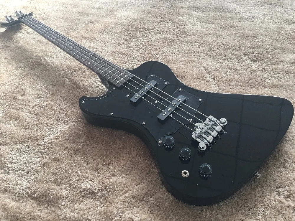 LEFT HAND 4 string bass guitar black color Firebird bass guitar ...