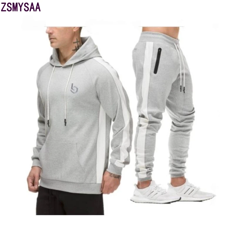 2018 Mens Sets 2 Pieces Sweatsuits Mens Tracksuit Pullover Hoodie And