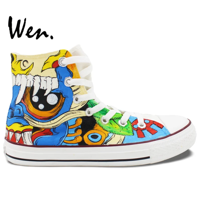 Wen Original Design Custom Hand Painted Shoes Color Monster Totem Men ...