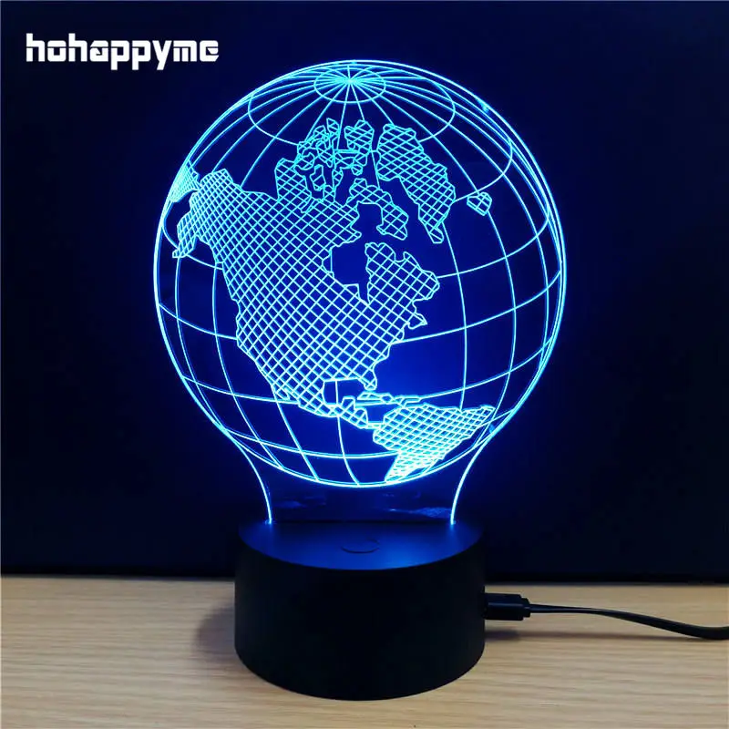 Earth Map Globe Neon Acrylic LED Sign 3D Light Bar Pub Bedroom Cafe ...