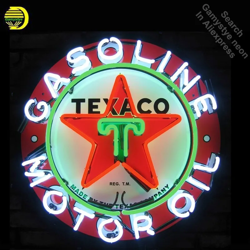 Neon Sign Texaco Gasoline Motor Oil Service Flying Board Gasoline ...