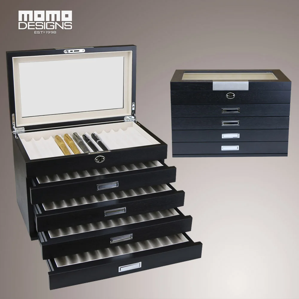Wooden pen box for 60 pcs large volume display and wooden pen storage ...