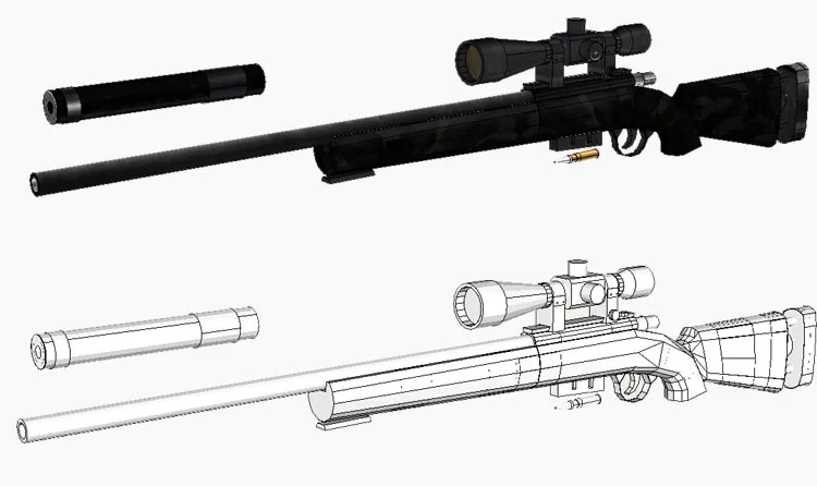 Papercraft 1:1 M24 Sniper Rifle 3D Paper Model Weapon DIY Papercraft ...