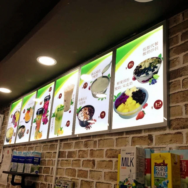 8Units Sliver Aluminum Frame Slimline Magnetic LED Menu Boards 50x70CM ...