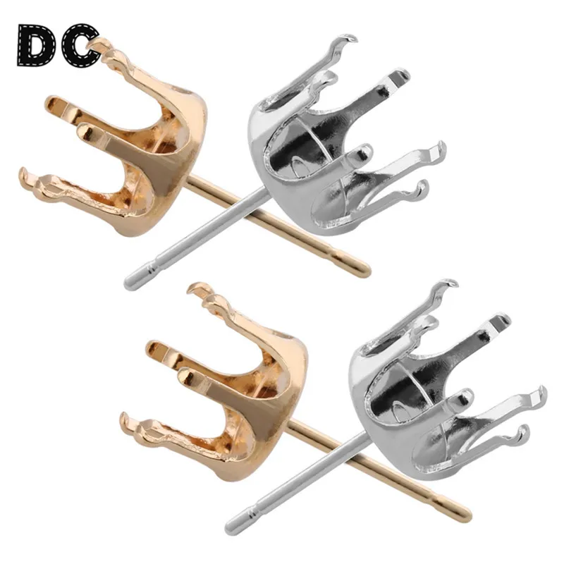 Silver/Gold Color Crown Stud Earrings Blank Earring Setting for 4/5/6/8 ...