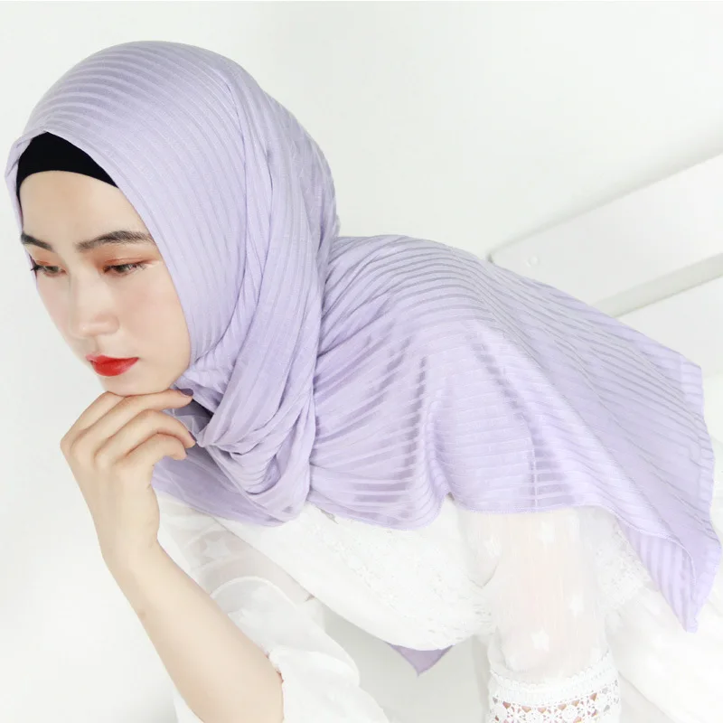 New Women Modal Cotton Wrinkle Design Scarves Muslim Hijab Solid Color ...