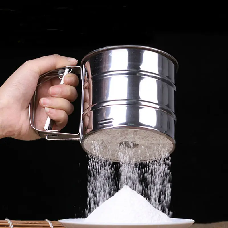 Hot Stainless Steel Flour Sifter Sieve Filter Baking Icing Sugar Powder ...