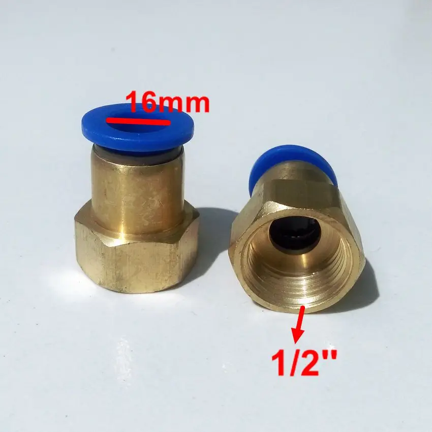 5pcs/lot 16mm Tube 1/2'' Internal Thread Pneumatic Fitting Quick Joint ...