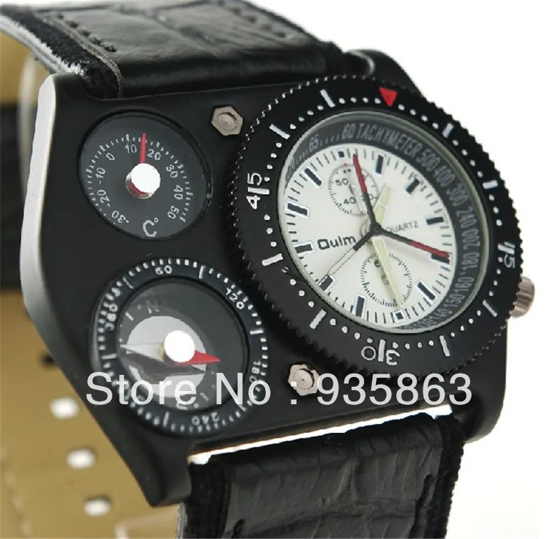 Mens Watches Famous Brand Oulm Mens Time Zone Multiple Wrist Watch ...