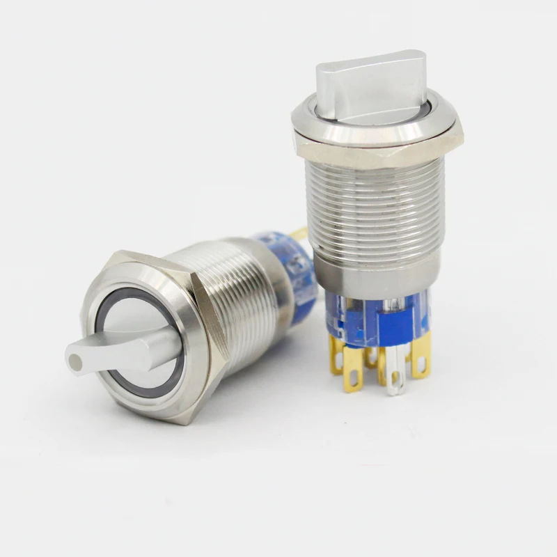 24V 19MM Metal stainless steel 3 gear with lamp Knob selector button ...