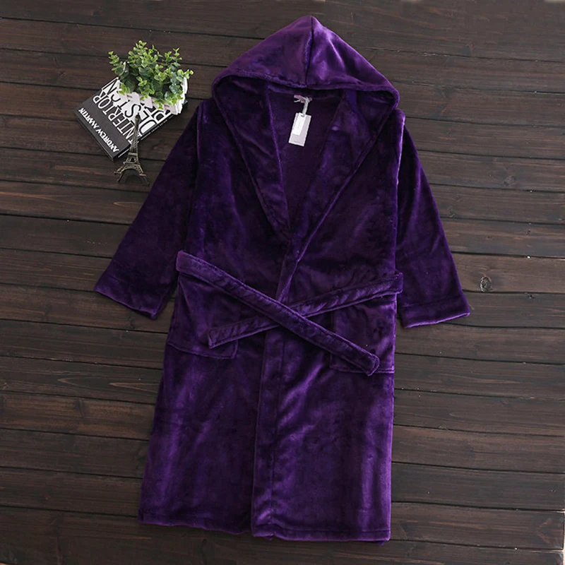 Women Coral Fleece Warm Bathrobe Nightwear Dressing Gown Sleepwear ...