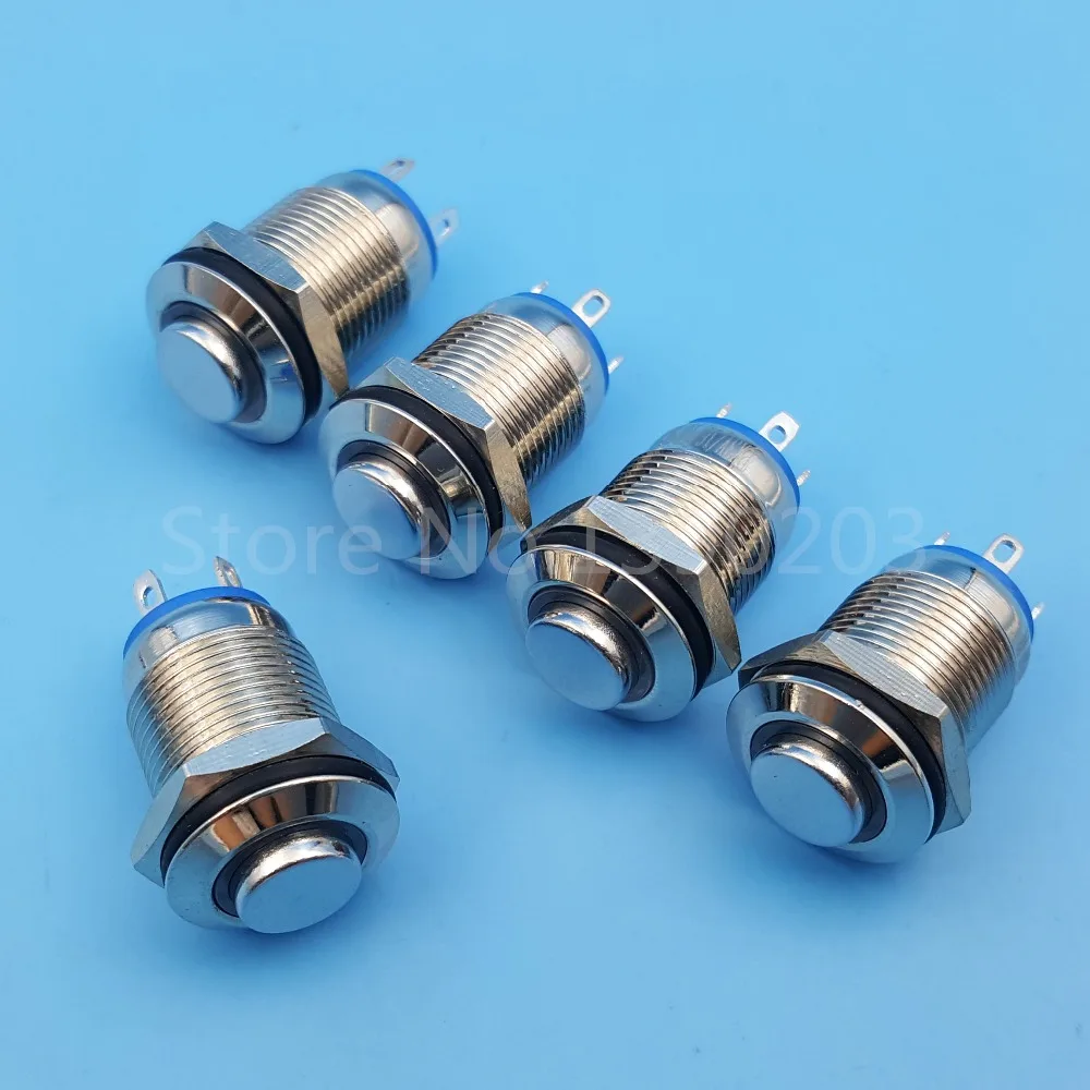 5Pcs 12mm 3V Blue LED Metal Momentary 4Pin Mini Push Button Switch 1NO ...
