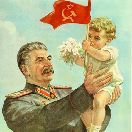 TOP art oil painting Russia STALIN with baby SOVIET LEADER JOSEPH ...