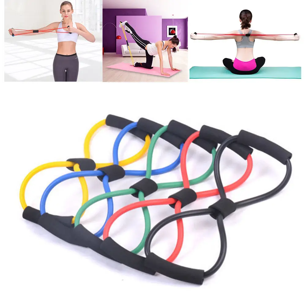 Resistance Bands 8 Shaped Fitness Elastic Rubber Loops Latex Pull Rope ...