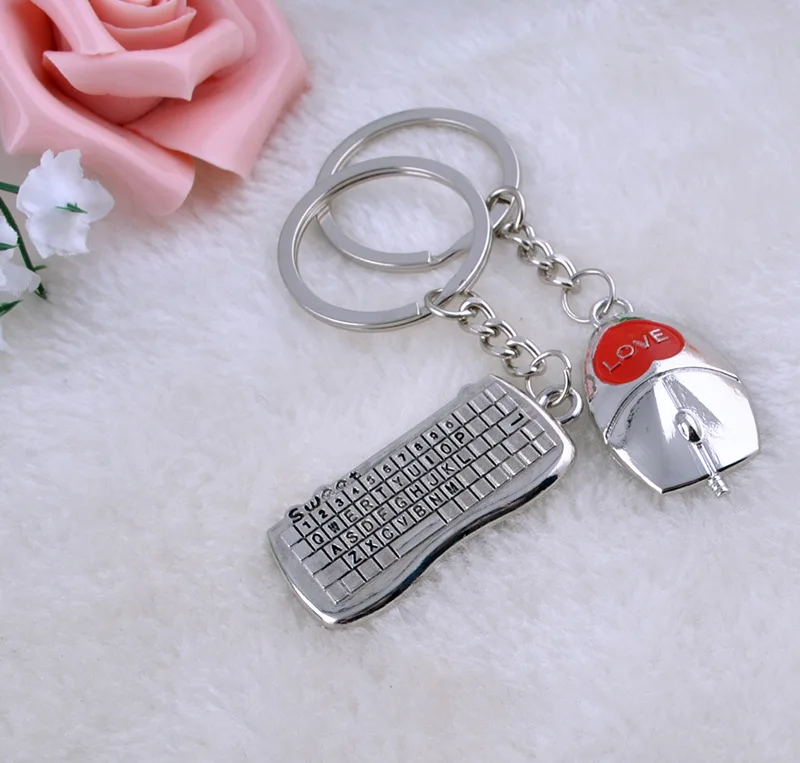 2PCS-Computer-Keyboard-Mouse-Cute-Silver-Metal-Couples-Lover-New-Charm ...