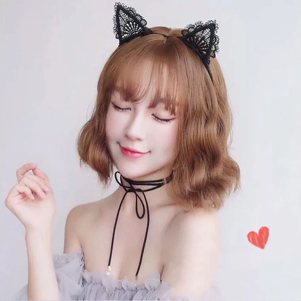 New Womens Sexy Lace Cat Ears Headband Party Hair Band Headdress Christmas Party Costume Hair