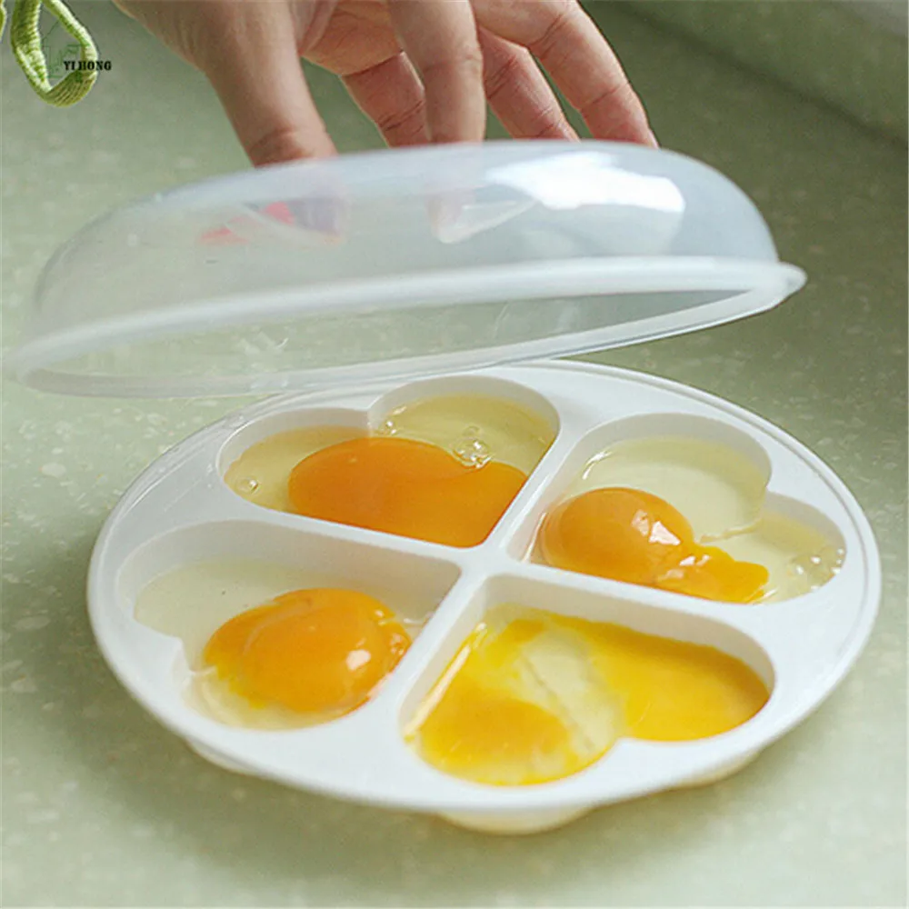 Yihong Kitchen Tools Microwave Egg Poacher Kitchen Gadgets Silicone Oven 4 Eggs Heart Shaped