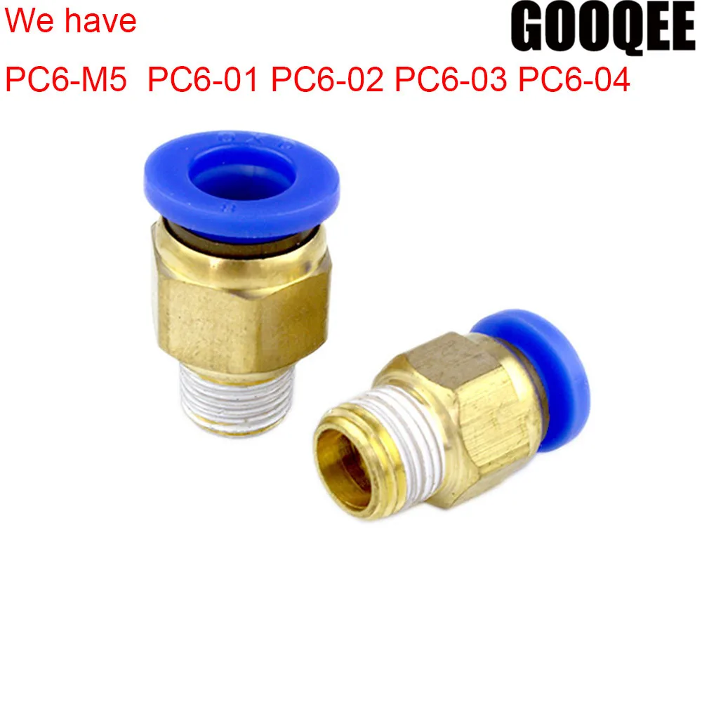 1 pcs Pneumática PC 6mm OD Mangueira Tubo de 1/4 "PT de 1/8" 3/8 "1/2 ...