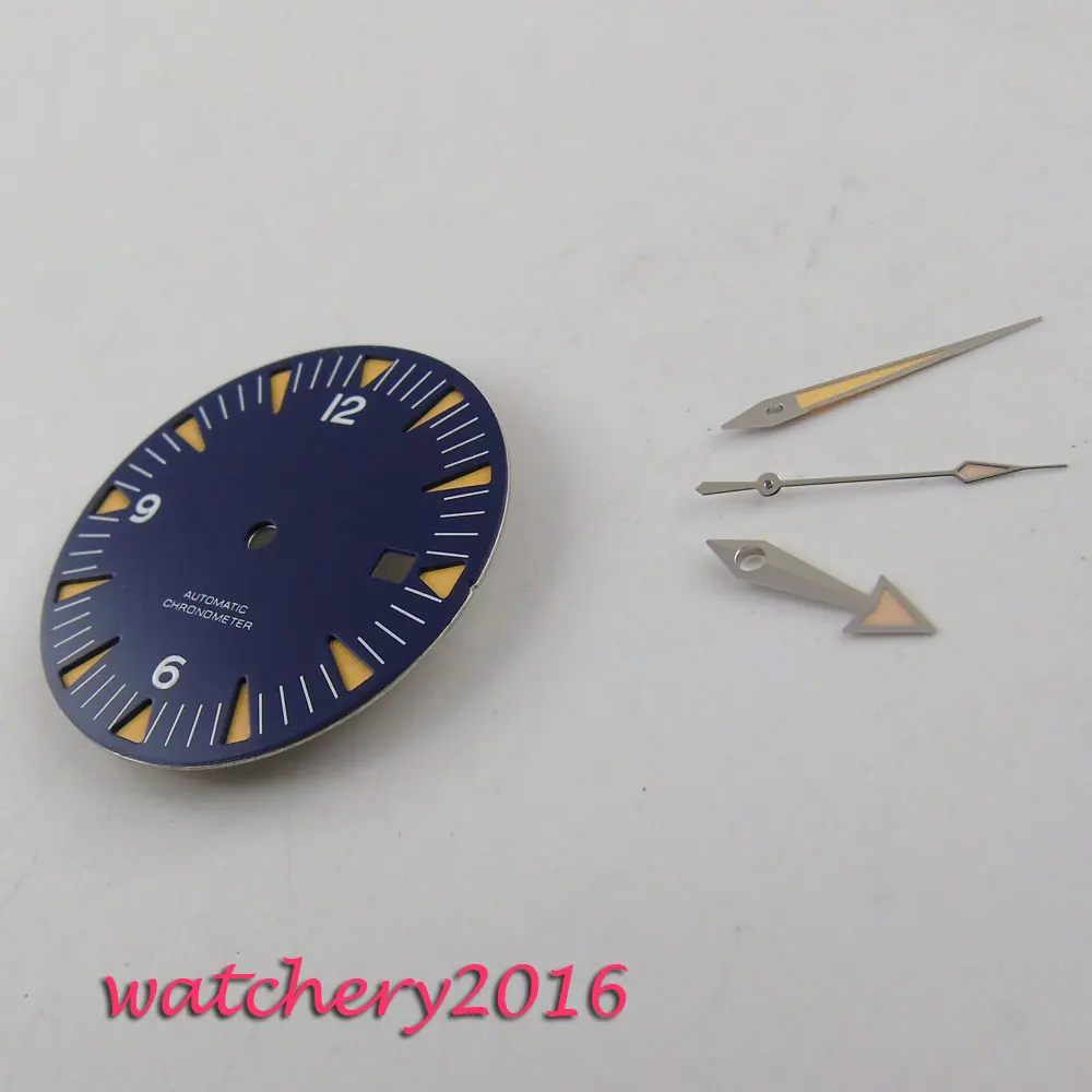 31mm Blue Dial Sapphire glass Analog Watch Dial + Hands for ETA 2824 ...