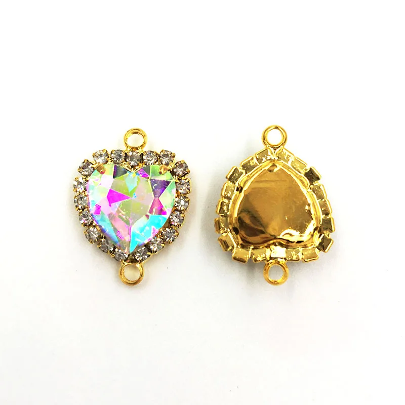 Новинка, 12 мм, сердце, двойная петля, Золотая основа, с плоской задней ...