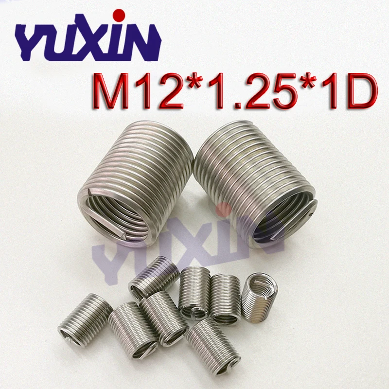 Inserto de rosca de alambre M12 x 1,25 x 1D, acero inoxidable 304, manguito de tornillo de ...