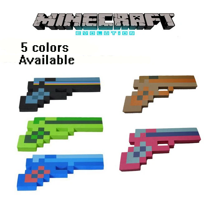 8 Bit Pixelated Gun Gaming Cartoon Gun Foam Green Foam Gun Toy 10" Blue ...