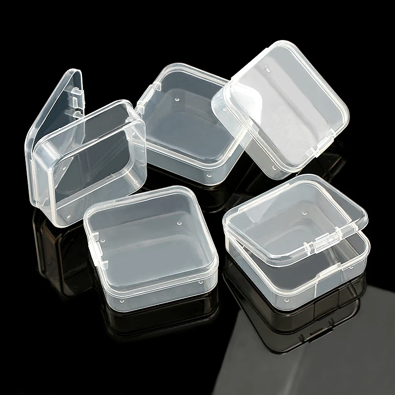 5.5x5.5x2.1cm square Plastic Storage Box Jewelry Container Transparent ...
