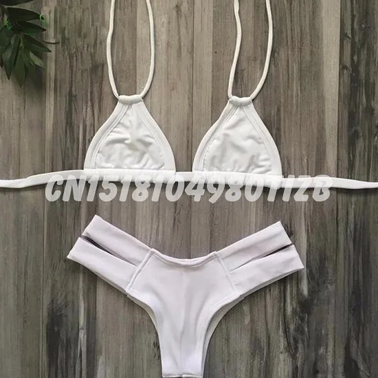 Hongfenyueding Swimsuit Brazilian Bikini White Thong Micro Bra Sexy