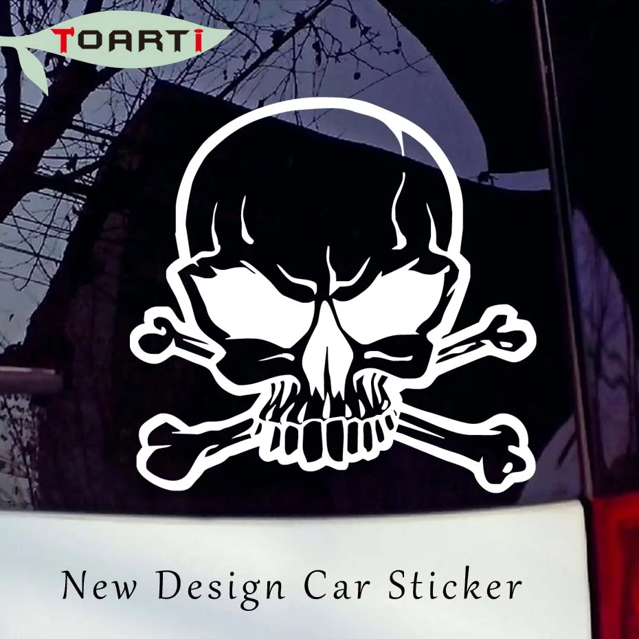 Skull Cracked Human Head And Crossbones Car Stickers Creative Vinyl ...