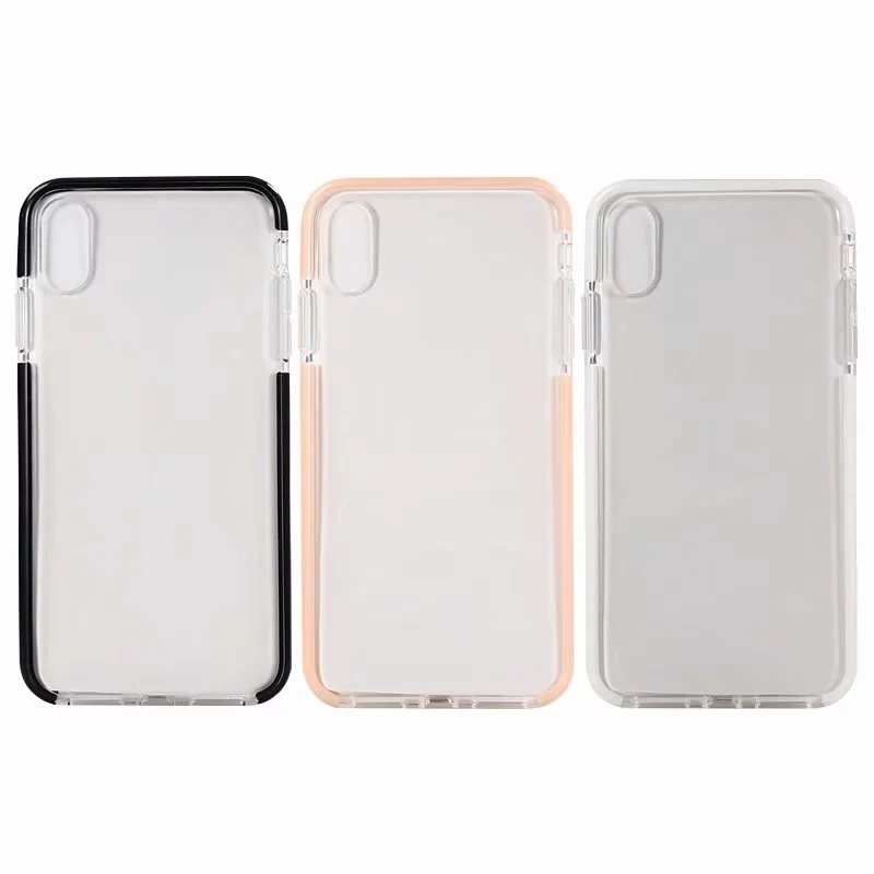 For iphone 9 case 6.1 inch double color transparent TPU Black pink ...