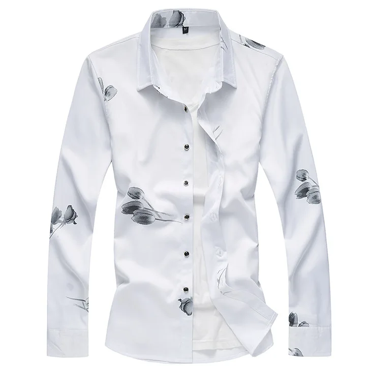 Ropa estampada verano camisa Formal hombres gemelos ropa de manga larga ...