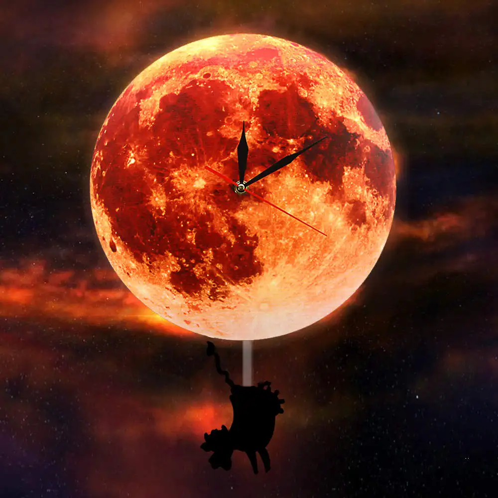 Supermoon Full Moon Clock with Swinging Pendulum Golden Moon Pendulum ...