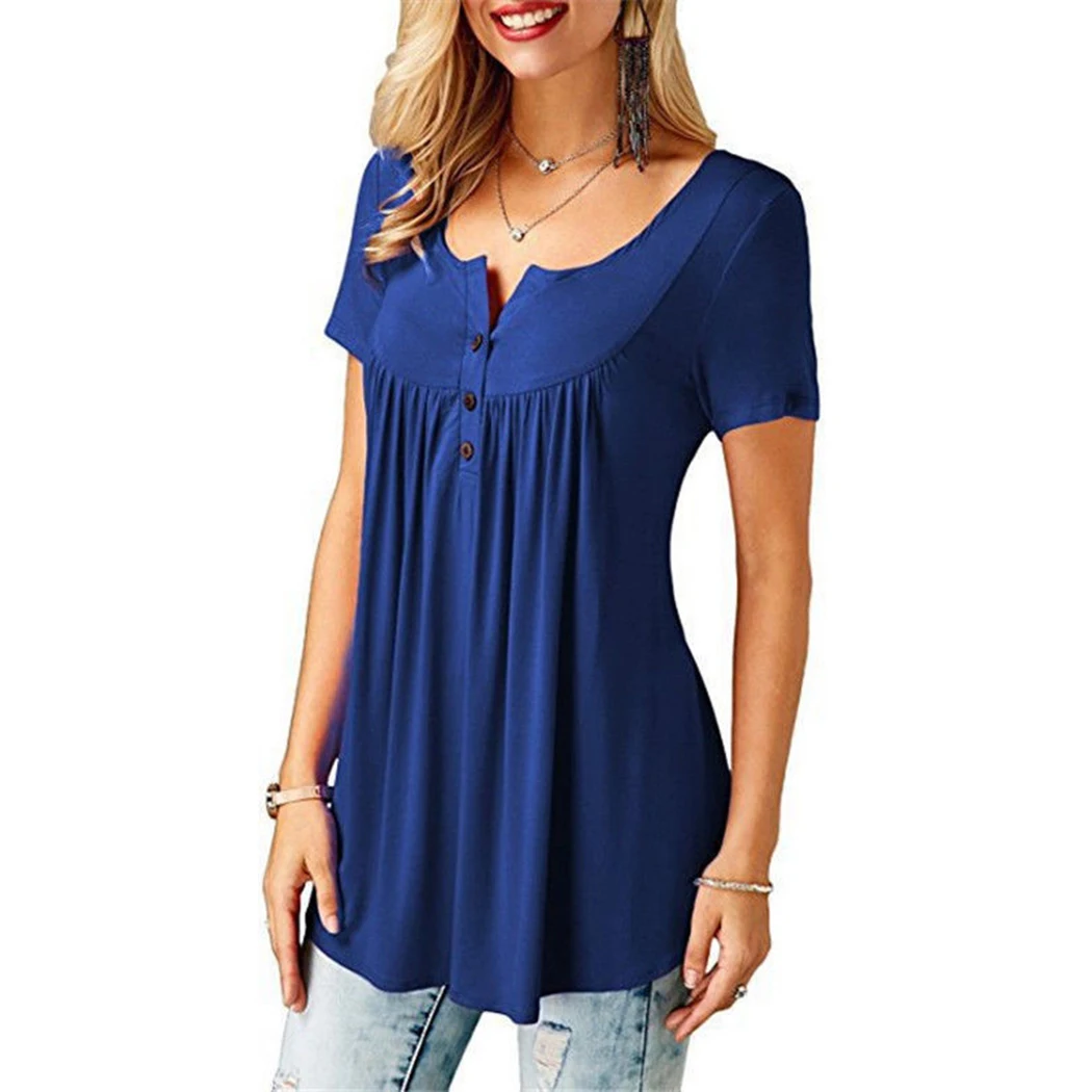 Buy Summer Women V Neck Blouses Plus Size 4xl Button