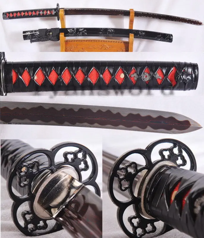 Double-bord-Katana-sabre-japonais-Kogarasu-Maru-Style-pli-acier-lame ...