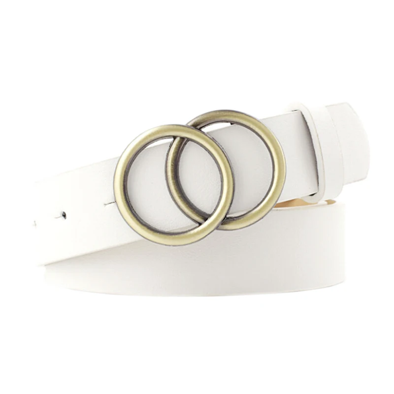 Кожаный ремень для девочек с круглым кольцом и двойной металлической ...