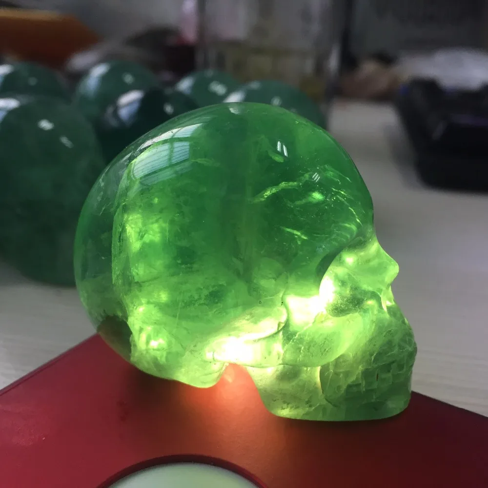 dohaibogoo crystal skulls Hot Sale 2 inch Natural Clear and Green ...