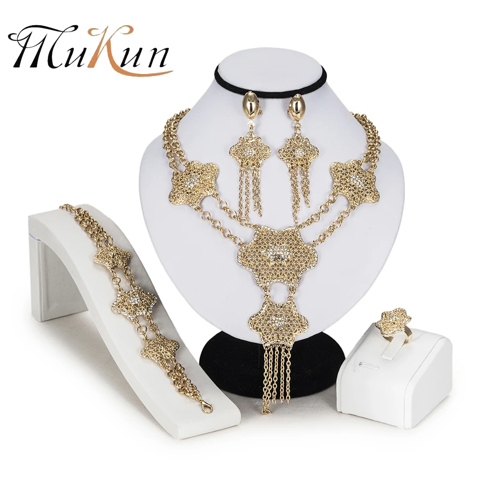 MUKUN Turkish Dubai gold Jewelry Set Luxury Nigerian Woman Wedding ...